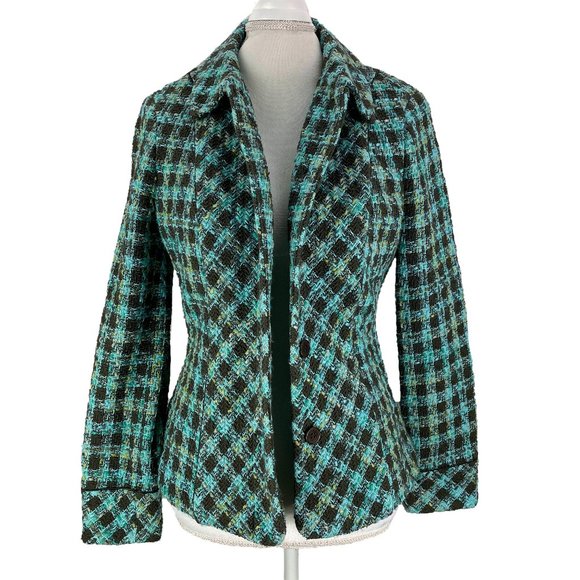 Sigrid Olsen | Jackets & Coats | Sigrid Olsen Tweed Jacket Sz 6 Teal ...